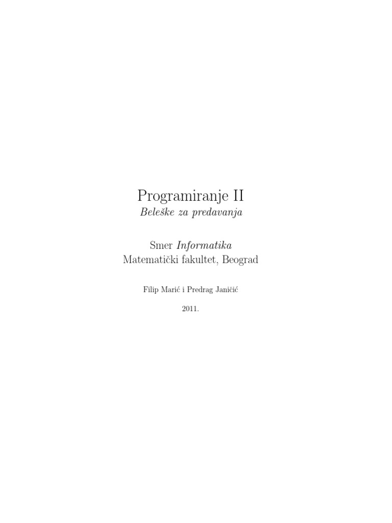 Programiranje II: Bele Ske Za Predavanja | PDF