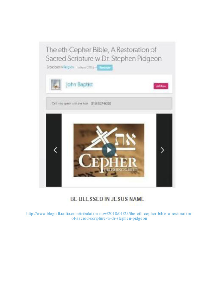 SHOW NOTES 01.24.2018 The Eth Cepher Bible A Restoration of Sacred ...