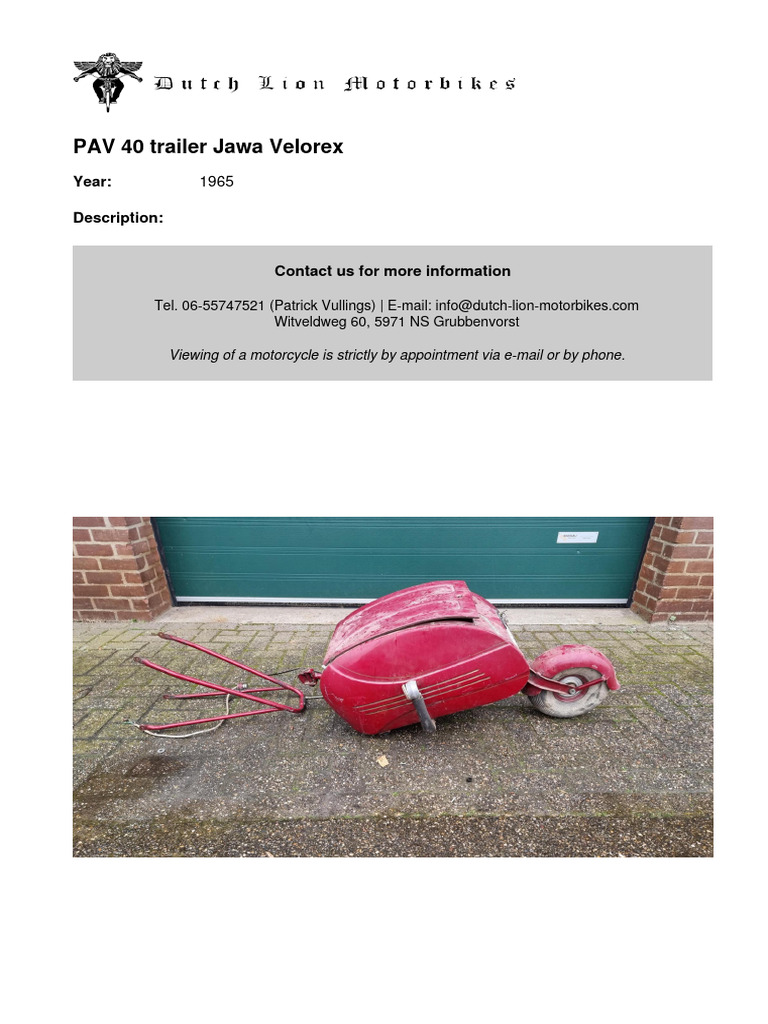 PAV 40 Trailer Jawa Velorex | PDF