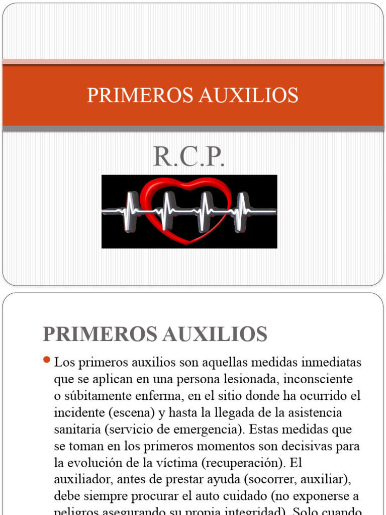 PRIMEROS AUXILIOS y RCP | PDF | Reanimación cardiopulmonar | Primeros auxilios