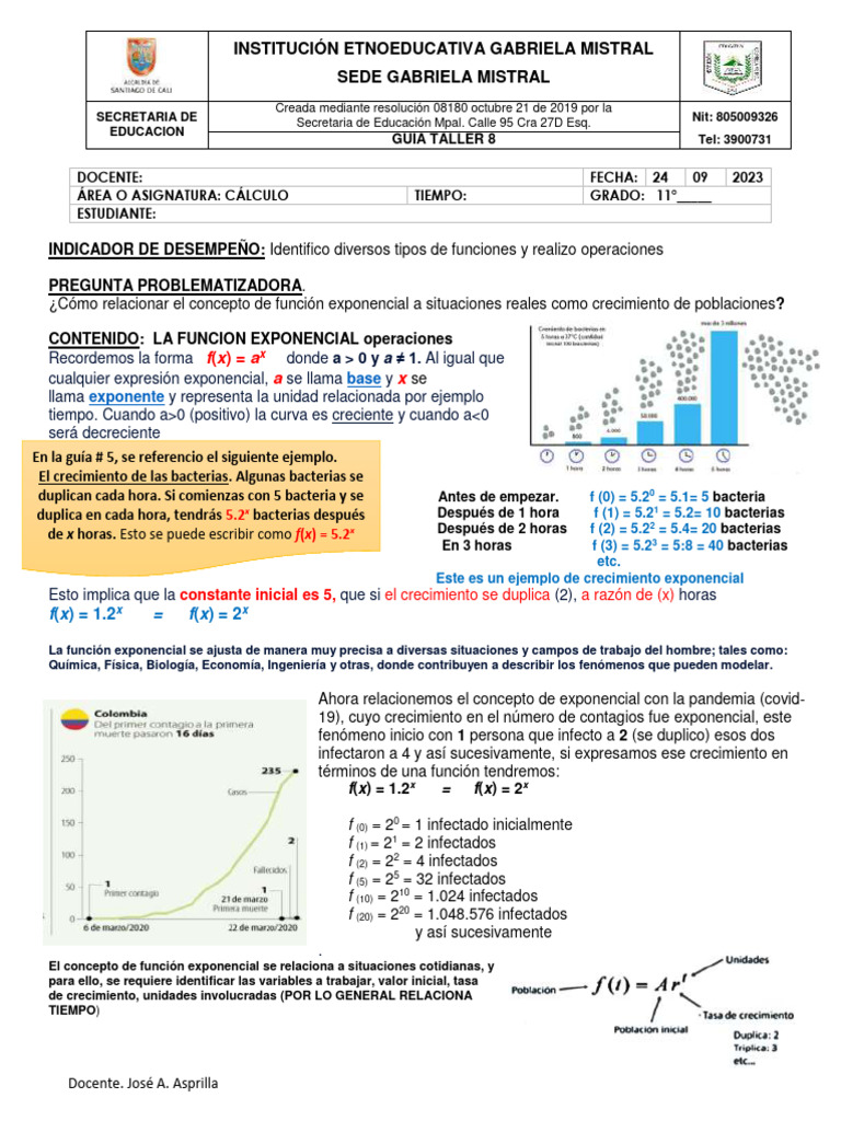 Guía-taller 8 Cálculo 11° | PDF | Matemáticas | Análisis matemático