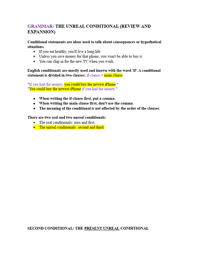 GRAMMAR. The Second:third Conditional | PDF | Perfect (Grammar) | Language Mechanics
