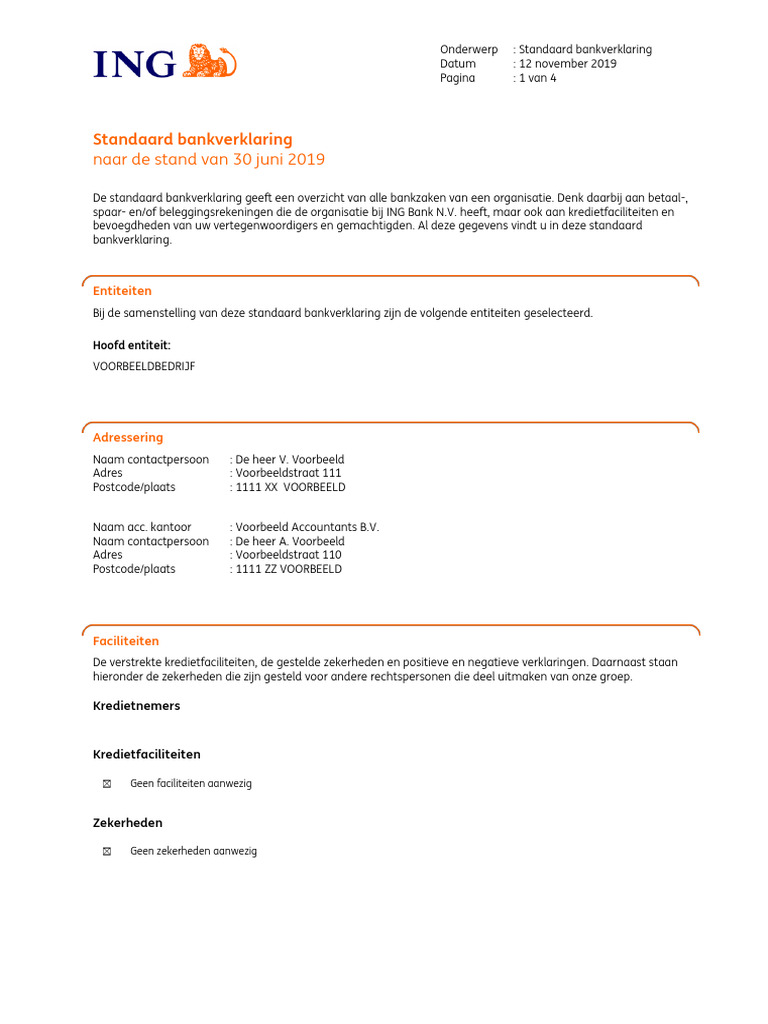 Voorbeeld Standaard Bankverklaring | PDF