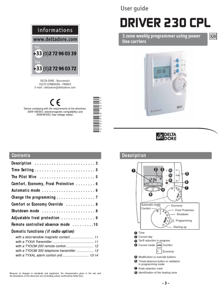 Driver 230 CPL: 3 Zone Weekly Programmer Using Power Line Carriers ...