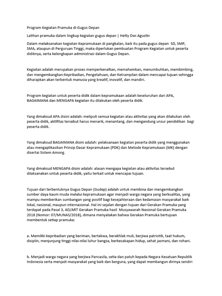 Contoh Program Pramuka Gudep | PDF