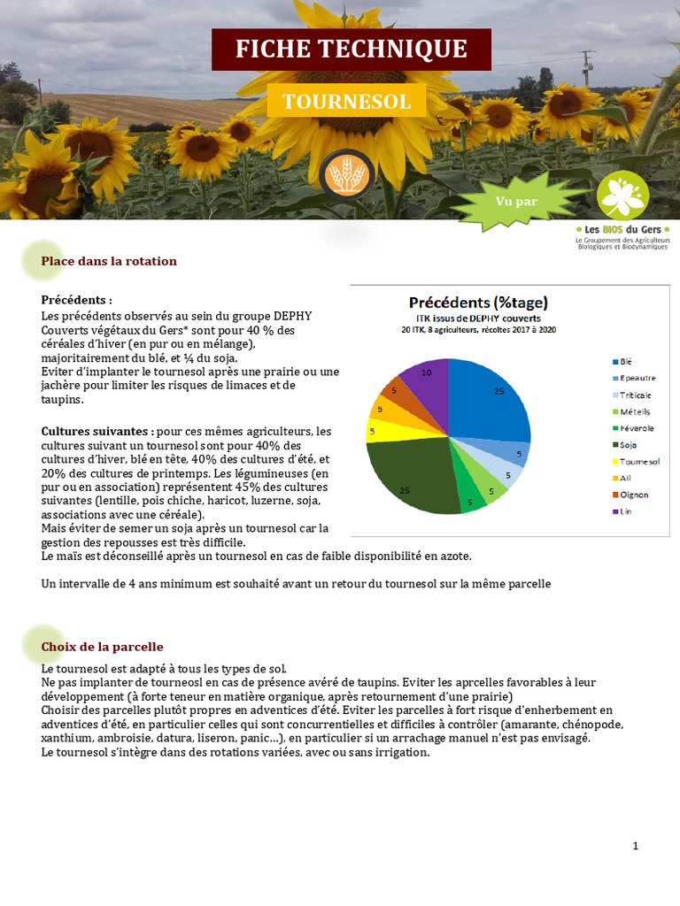 2.4 Fiche Technique Tournesol 1 | PDF