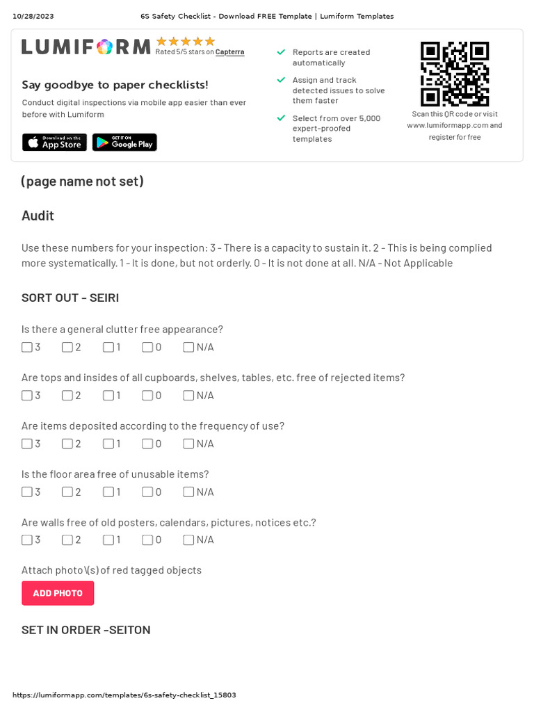6s Safety Checklist | PDF