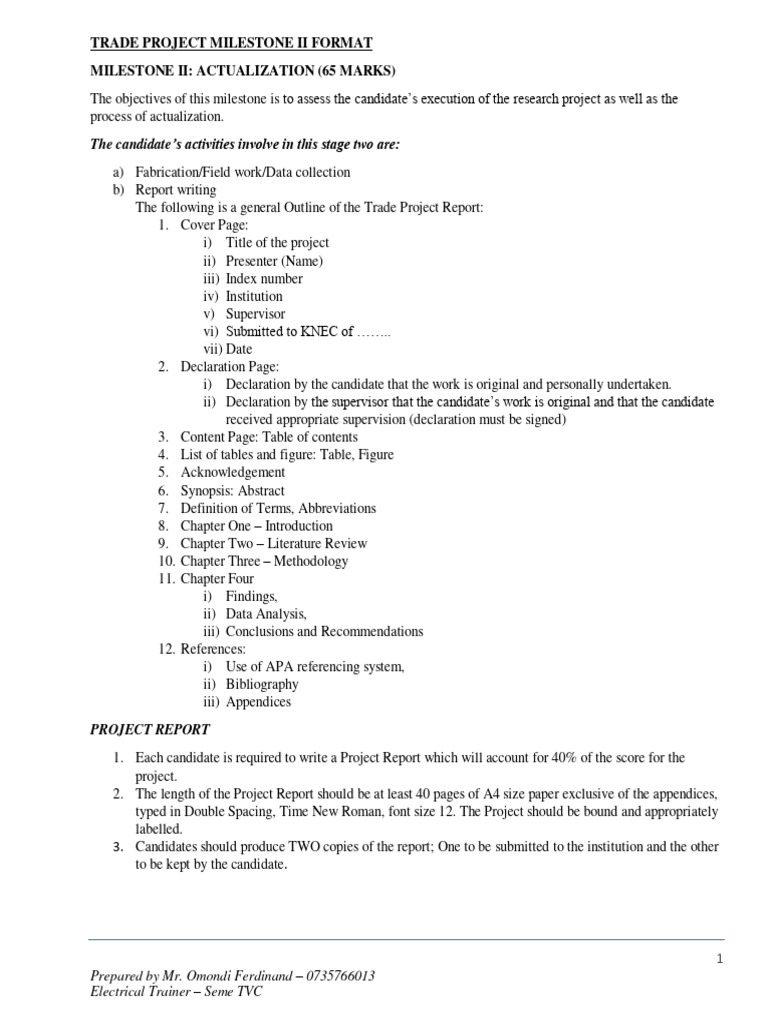 Trade Project M II Format | PDF