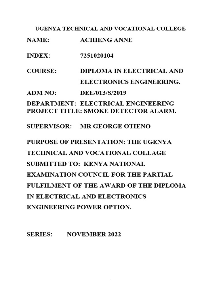 Smoke Detector Alarm Project | PDF | Capacitor | Operational Amplifier