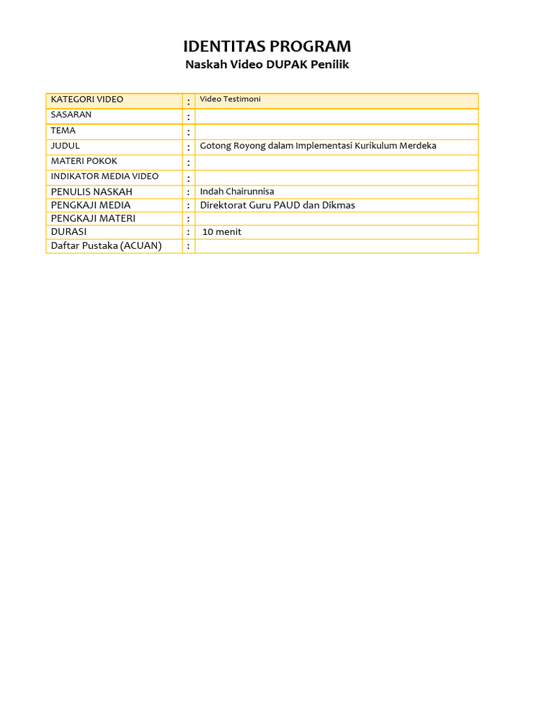 Contoh Naskah Video | PDF