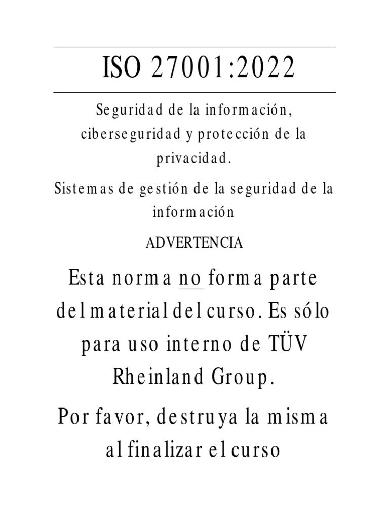Norma ISO 27001 - 2022 | PDF | Seguridad de información | Organización internacional para la ...