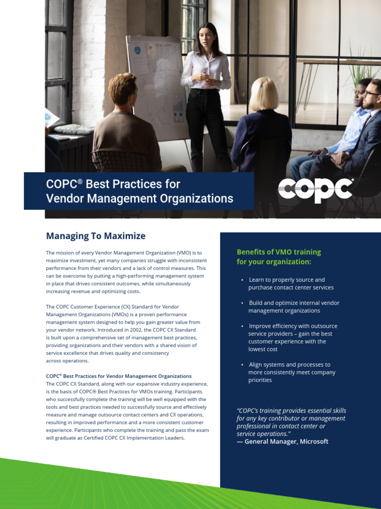 COPC Training Brochure Best Practices For VMOs | PDF | Procurement | Business