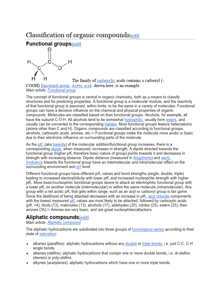Classification of Organic Compounds | PDF
