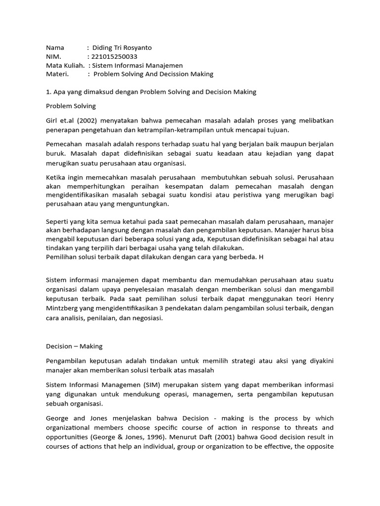 Problem Solving and Decission Making Pert 6 | PDF | Career & Growth ...