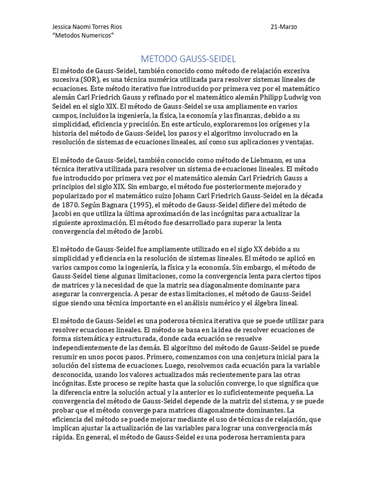 Metodo Gauss-Seidel | PDF