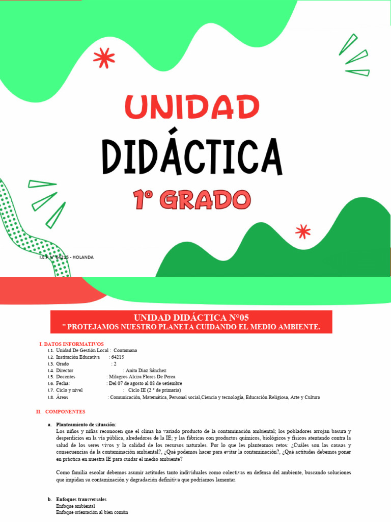 Unidad Didactica N°03. 1 Er Grado | PDF | Sustracción | Entorno natural