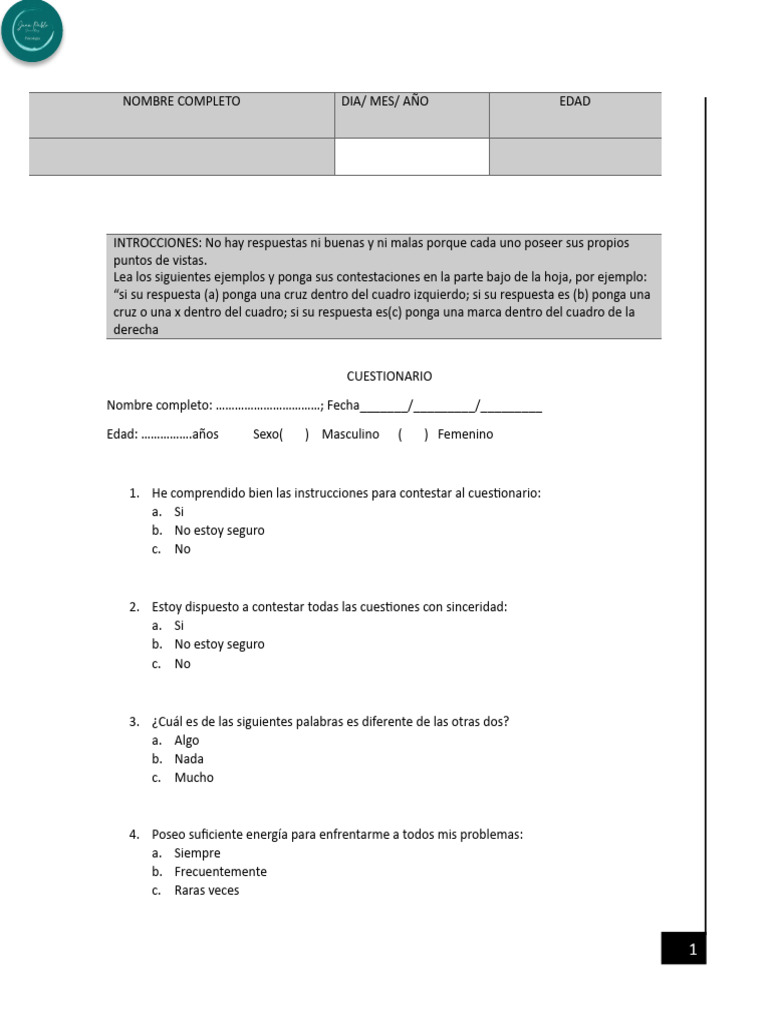 Pruebas Psicologicas Todas Mis Pacientes | PDF Pruebas Psicologicas Todas Mis Pacientes | PDF