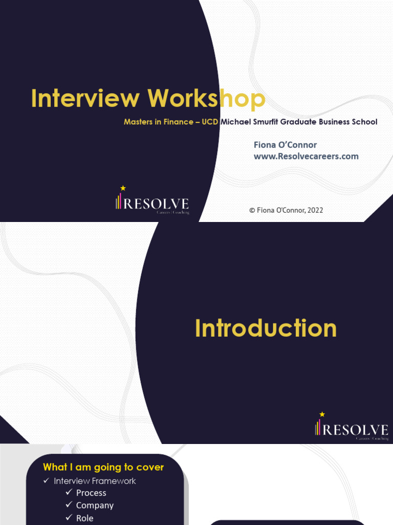 Interview Workshop - Smurfit Business School UCD 8th November 2022 | PDF