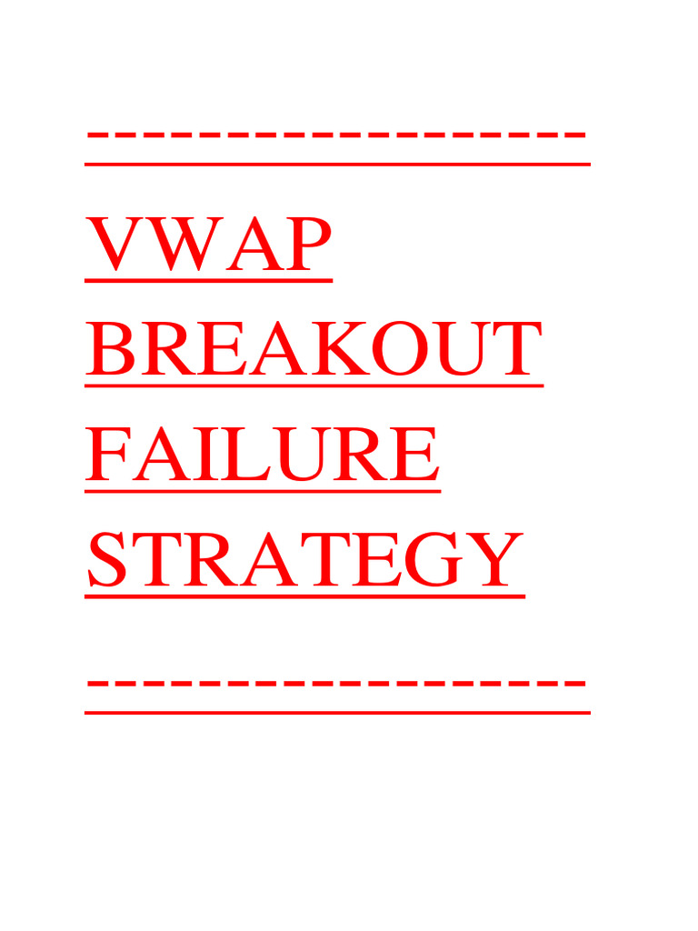 VWAP Breakout Failure Trading Strategy | PDF | Order (Exchange) | Market (Economics)