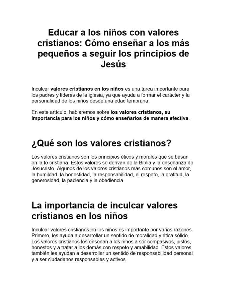 Enseñando Valores Cristianos a Niños | PDF | Salud y bienestar