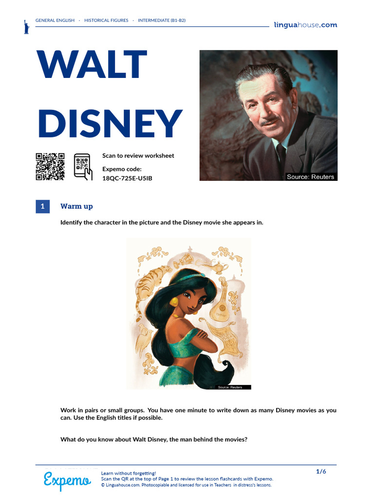 Walt Disney Lesson Plan for B1-B2 | PDF