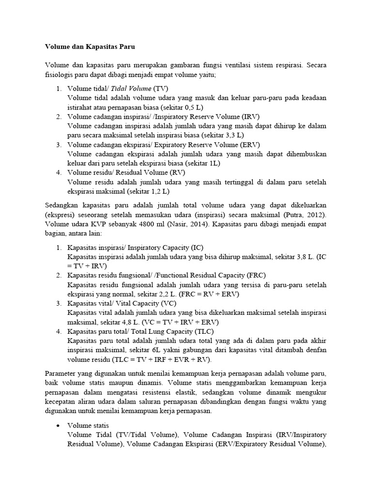 Volume Dan Kapasitas Paru | PDF