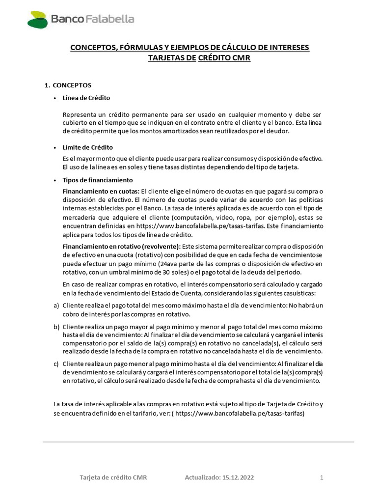 Formulas y Ejemplos de TC - Version 2 - 15.12 | PDF | Tarjeta de ...