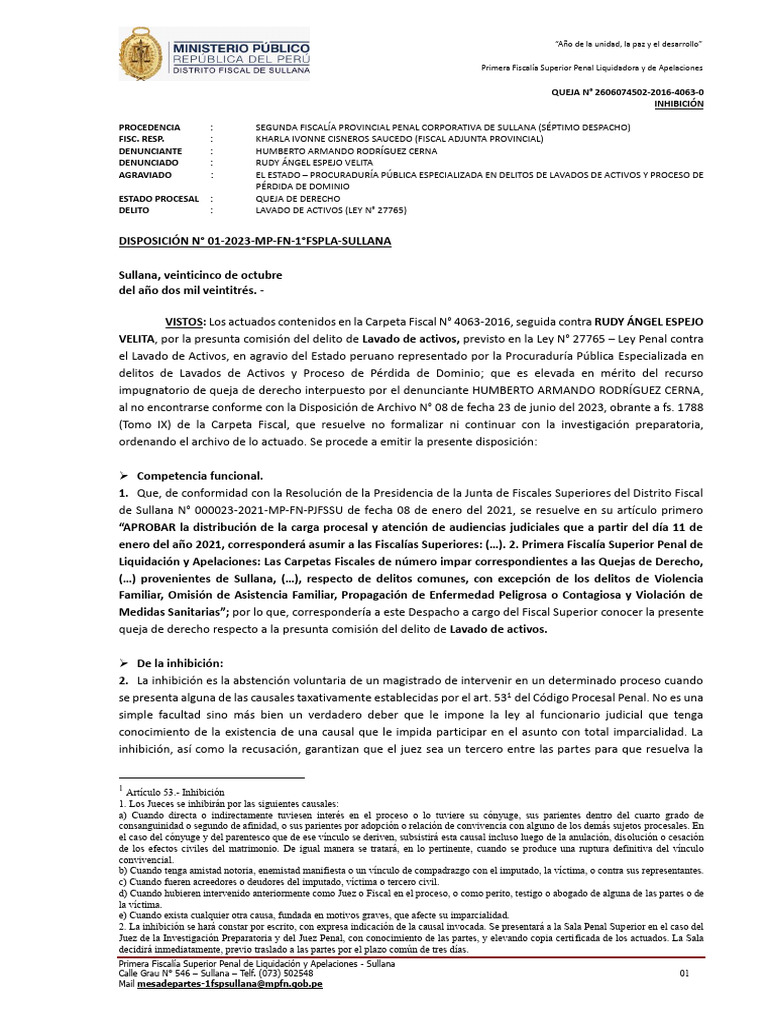 MODELO DE RESOLUCION DE INHIBICION 4063-2016 (INHIBICIÓN) | PDF ...