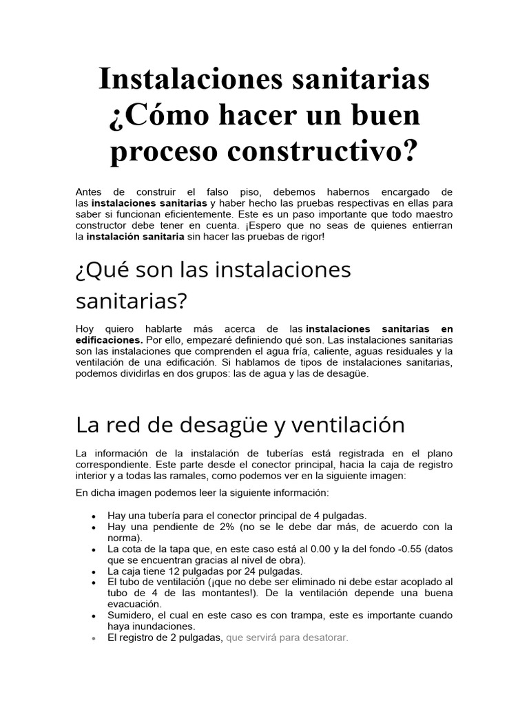Instalaciones Sanitarias | PDF