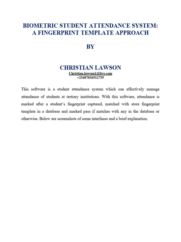 Biometric Student Attendance System | PDF