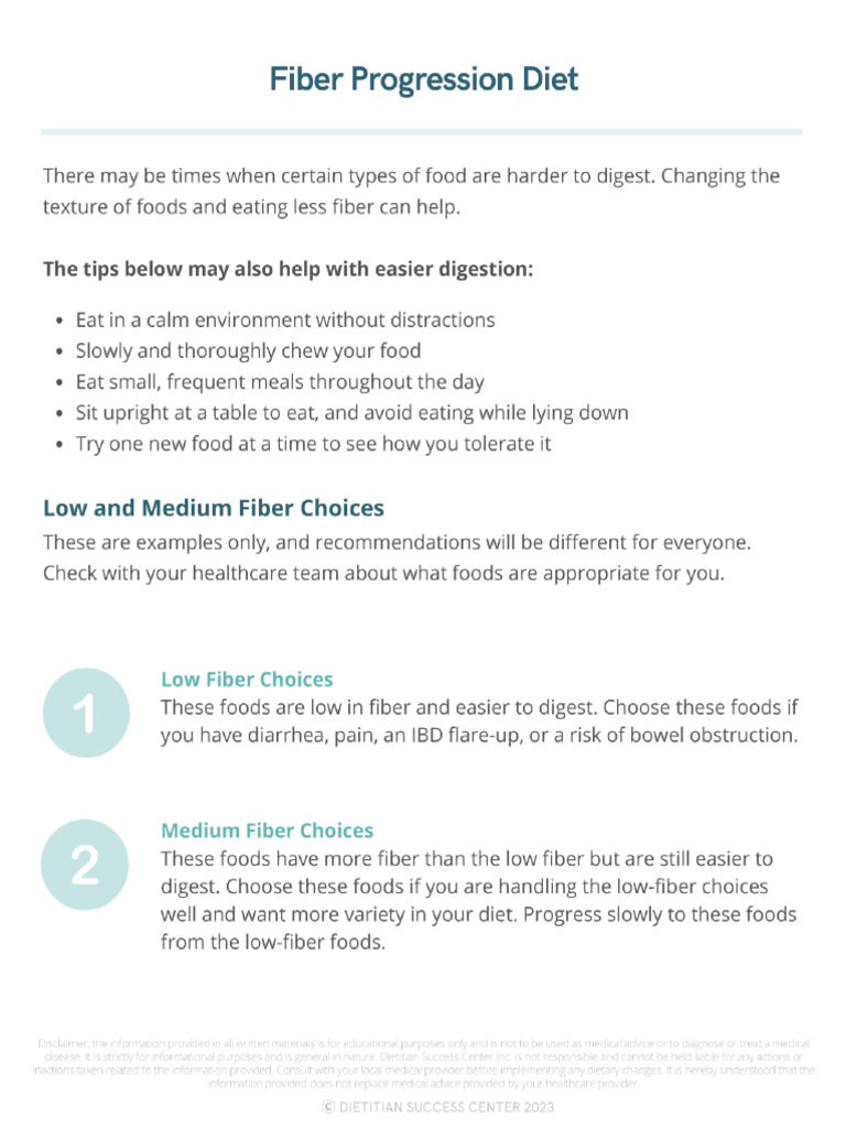 Fiber Progression Diet 1 | PDF