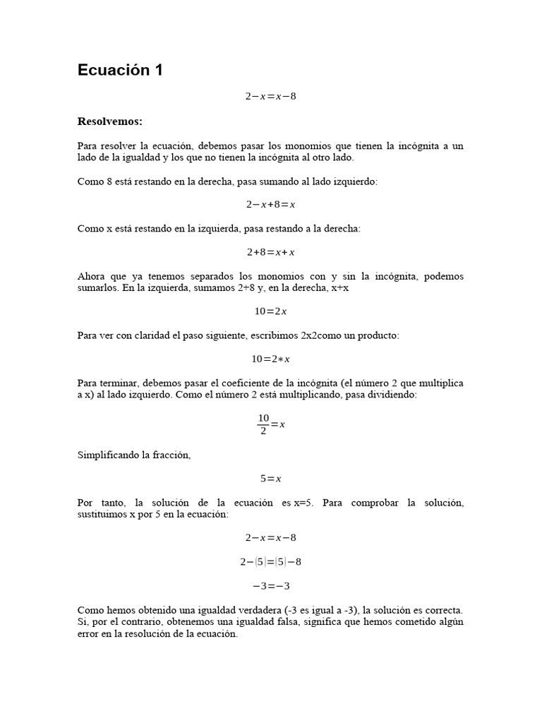 Ecuaciónes 1edf | PDF | Ecuaciones | Multiplicación