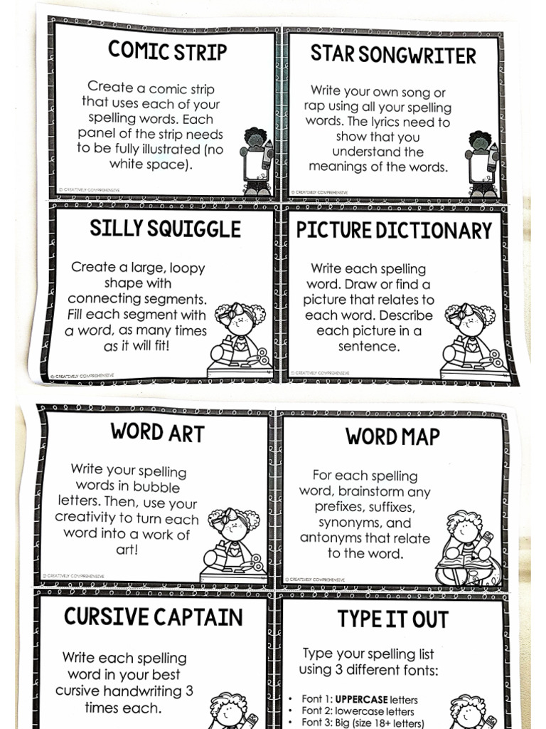 Spelling Choice Board | PDF