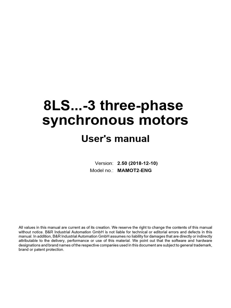 8LS.-3 Three-Phase Synchronous Motors Users Manual | PDF