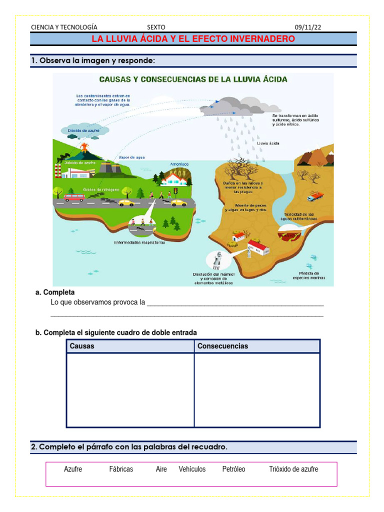 Actividad Cyt 09 Noviembre | PDF | Gases de efecto invernadero | Atmósfera