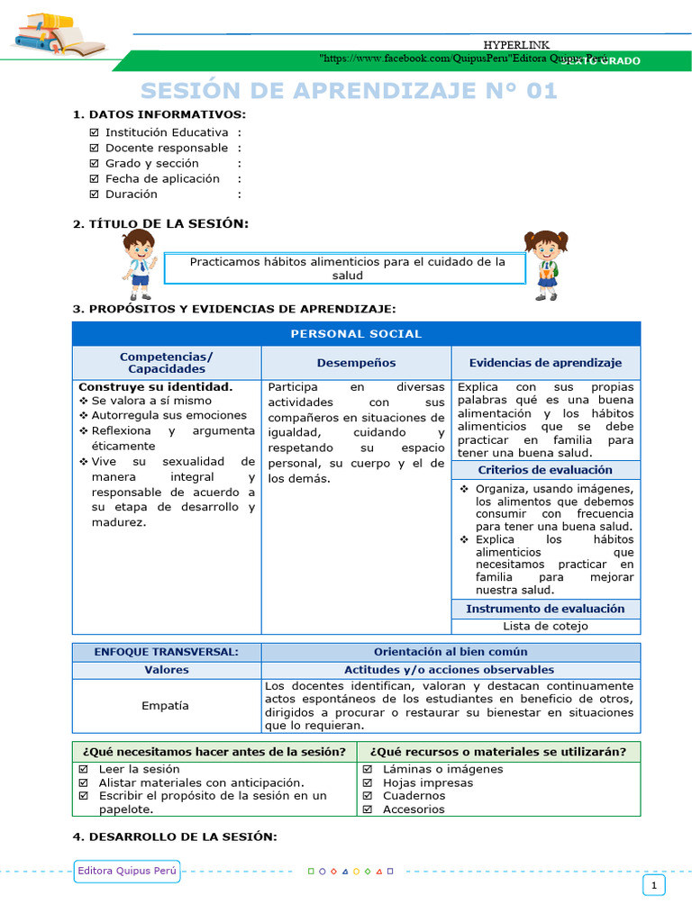 Sesiones de Aprendizaje - EDA IX Semana 1 - Editora Quipus Perú | PDF | Evaluación | Aprendizaje