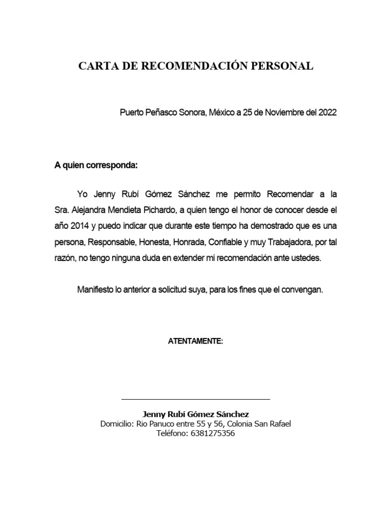 Carta Personal | PDF