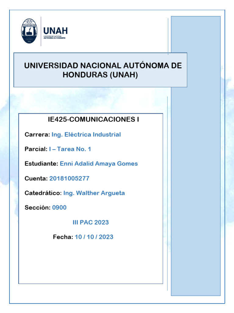 Enni Amaya 20181005277 Tarea 1 COMU I | PDF