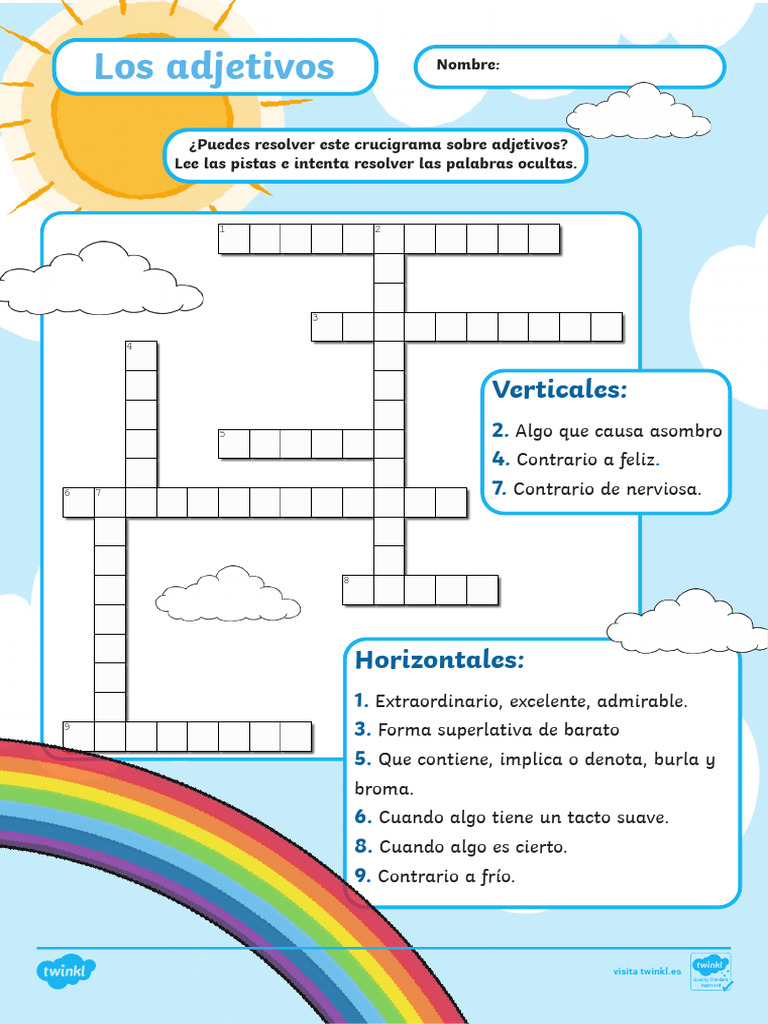 Es SL 2548362 Crucigrama Los Adjetivos Ver 3 | PDF