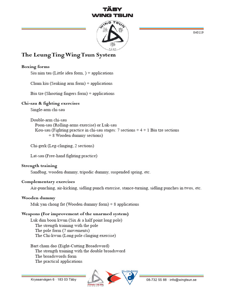 Leung Ting Wing Tsun Techniques Guide | PDF