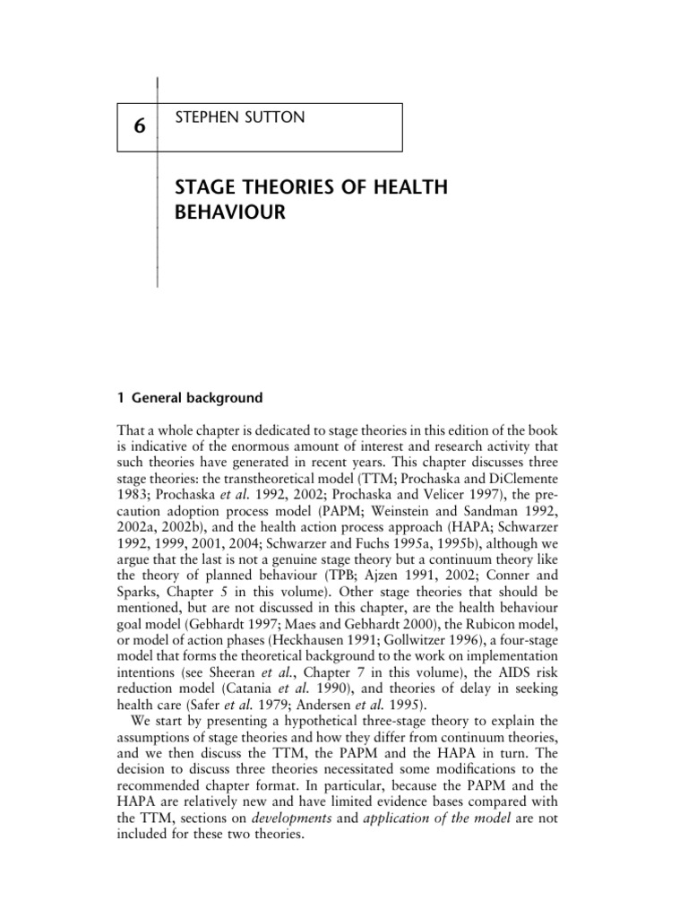 Stage Theories of Health Behavior Analysis | PDF | Psychological ...