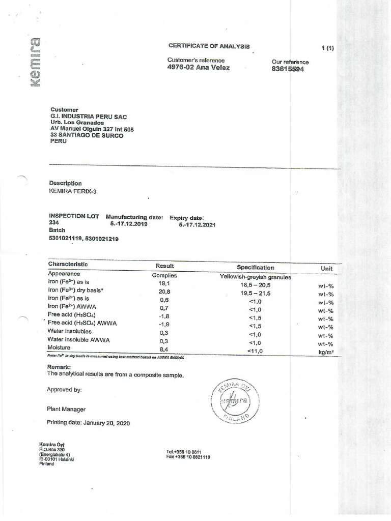 Kemira Ferix 3 - BLS X 40KG | PDF