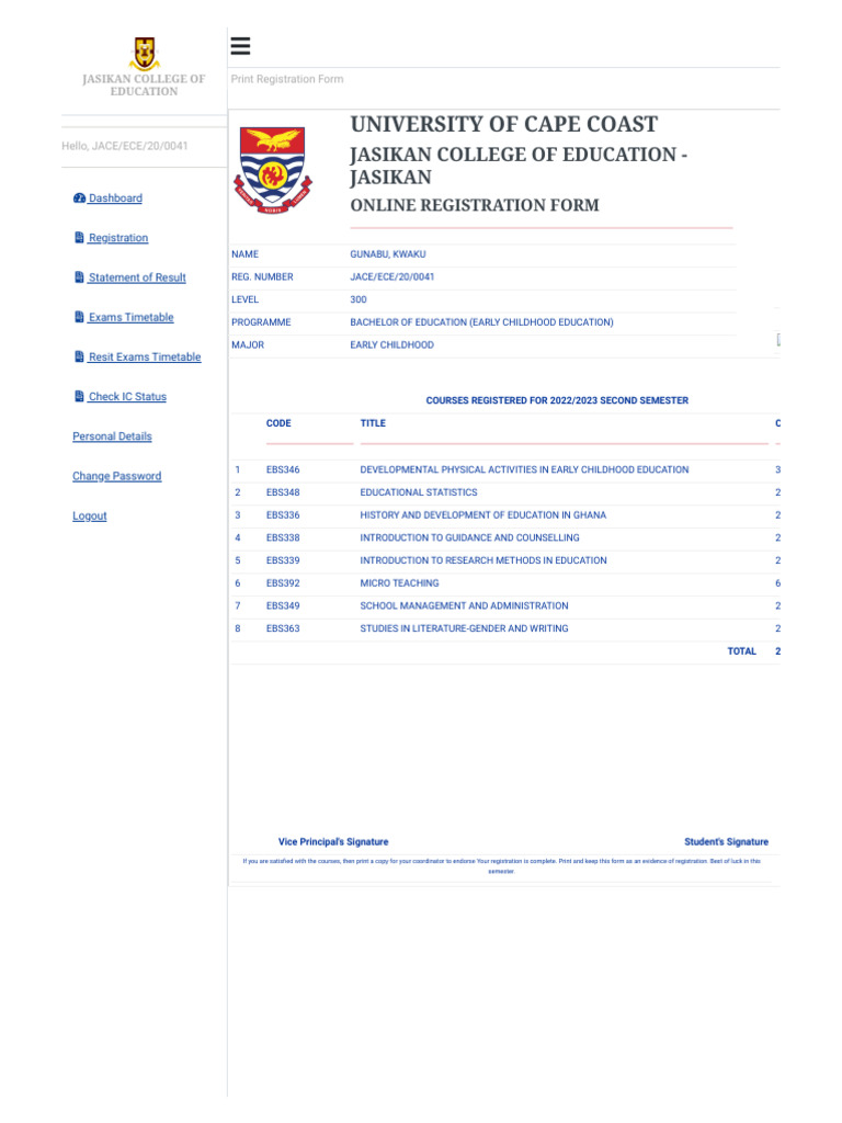 UCC Affiliated Colleges of Education - Students' Portal | PDF