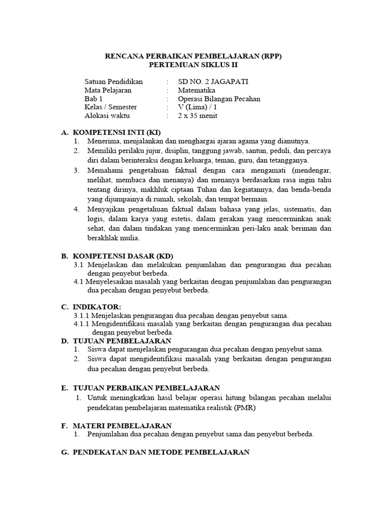 RPP PKP Siklus Ii | PDF