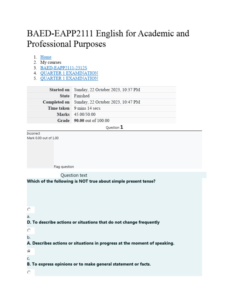 EAPP2111 English For Academic and Professional Purposes First Quarter ...