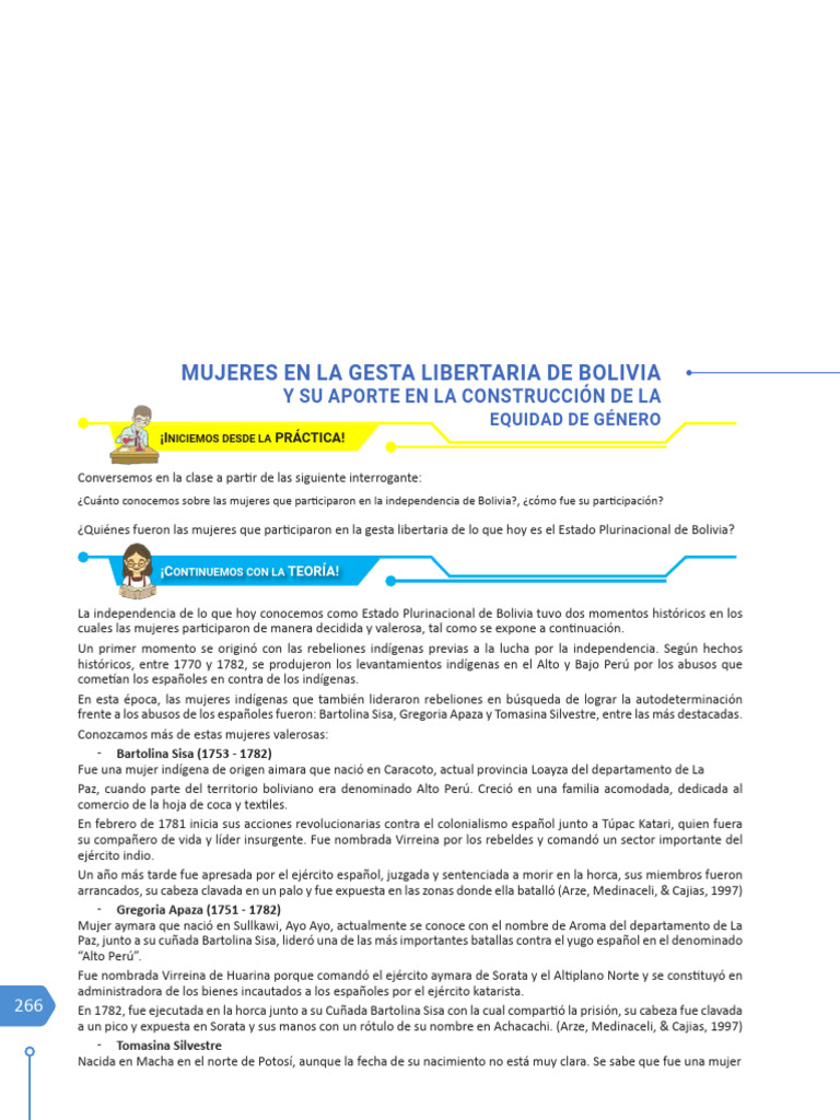 Tema 5 - Mujeres en La Gesta Libertaria de Bolivia | PDF