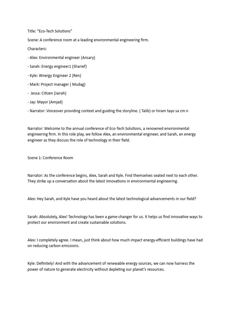 Script For Role Play | PDF | Sustainability | Efficient Energy Use