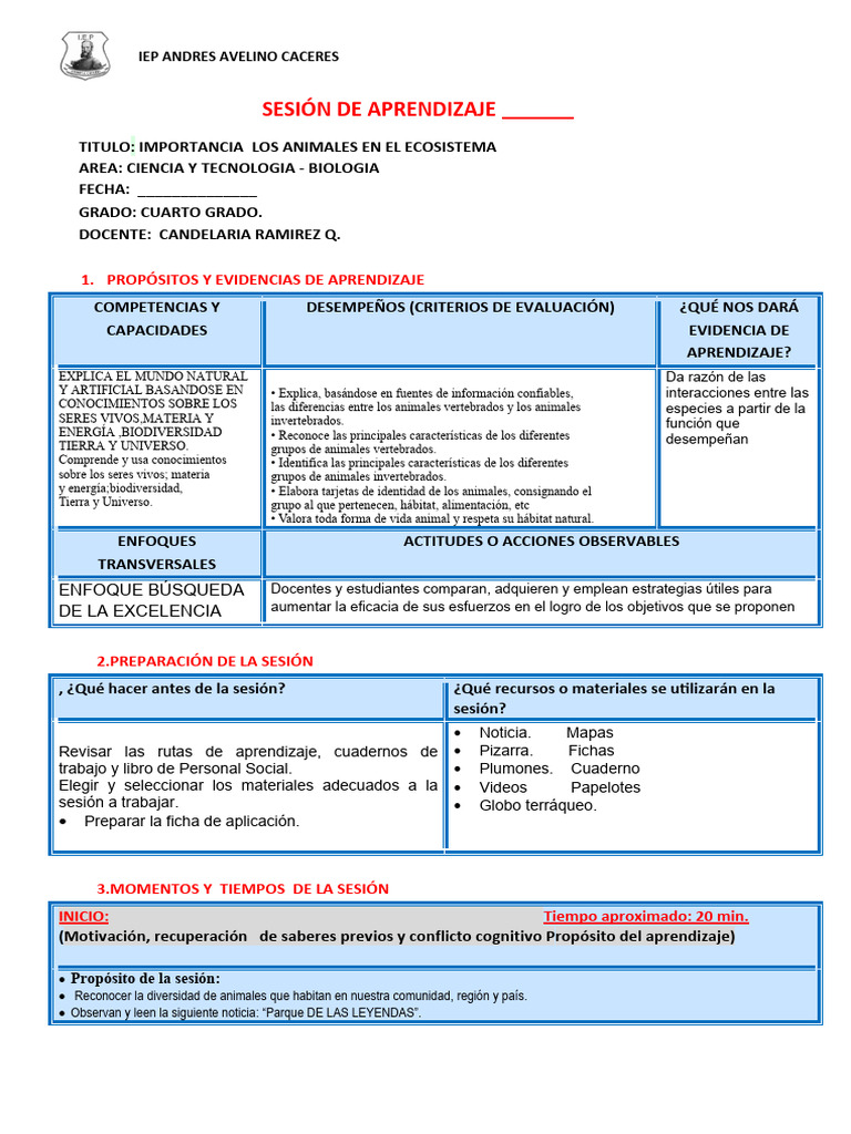 Sesión de Cuarto Grado Aprendizaje Biologia Iv Bim | PDF
