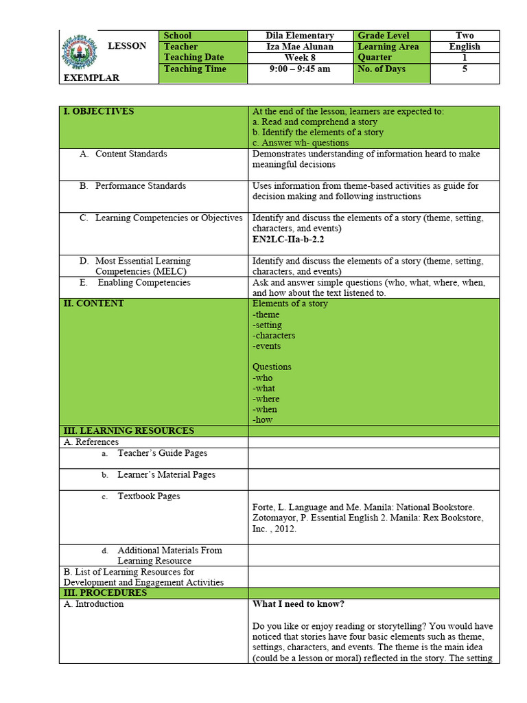 ENGLISH Lesson Exemplar WEEK8 | PDF | Learning | Human Communication