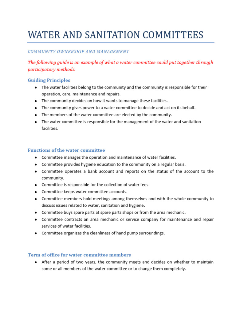 Community Water Committee Management Guide | PDF